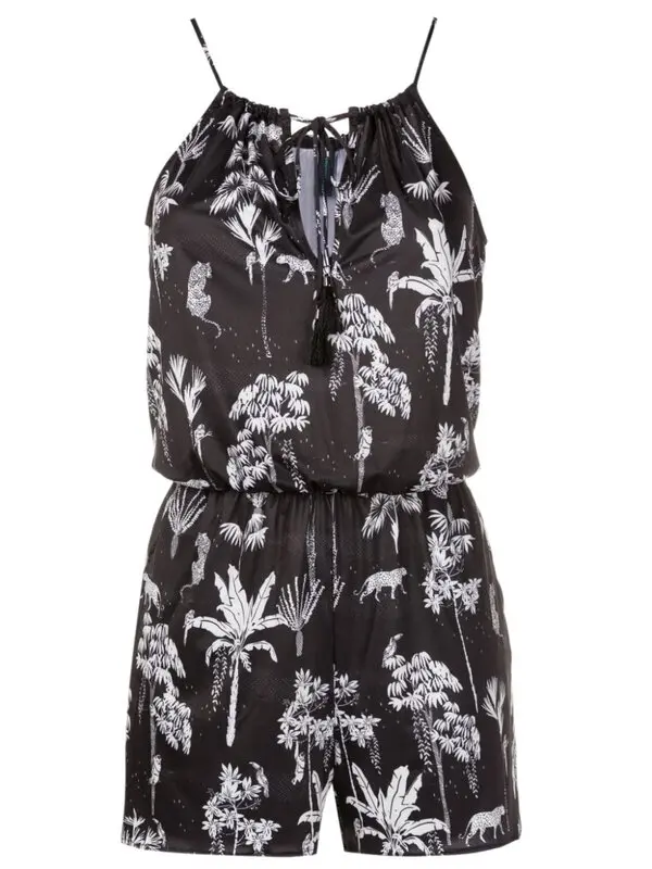 LYGIA & NANNY Laya Botanical-print Playsuit - Black