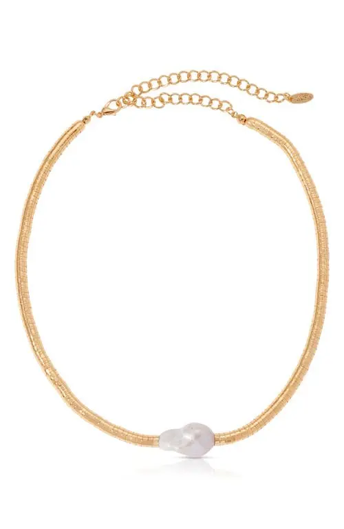Ettika Cultured Freshwater Pearl Choker Necklace - Gold