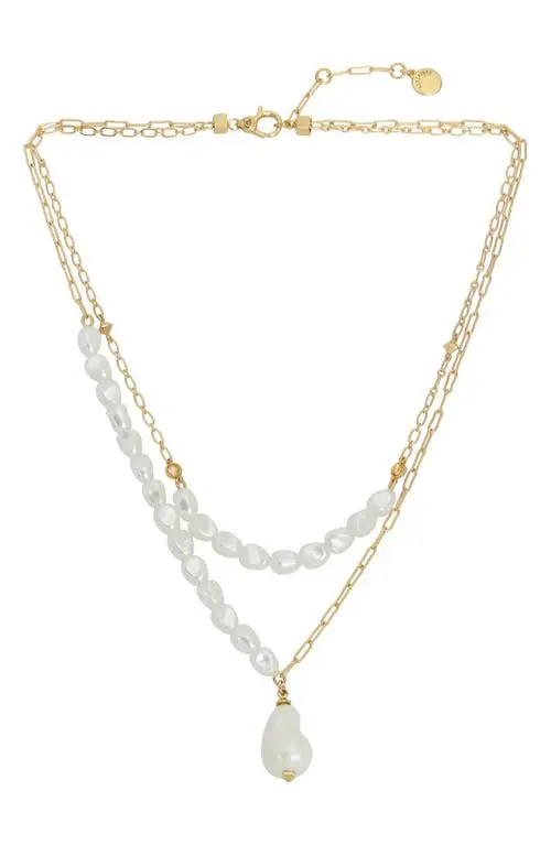 ALLSAINTS Imitation Pearl Pendant Layered Necklace - Pearl/gold