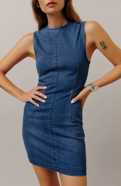 white christmas dresses Fit for Success Denim Mini Dress XL / Blue main image 1
