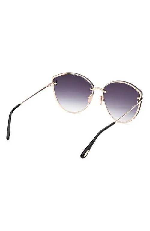 TOM FORD Evangeline 63mm Oversize Cat Eye Sunglasses - Rose Gold /t Logo /smoke
