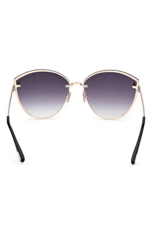 TOM FORD Evangeline 63mm Oversize Cat Eye Sunglasses - Rose Gold /t Logo /smoke