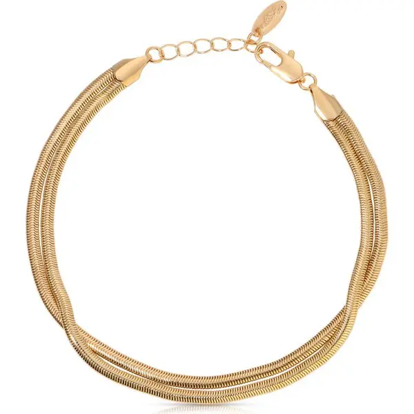 Ettika Double Snake Chain Anklet - Gold