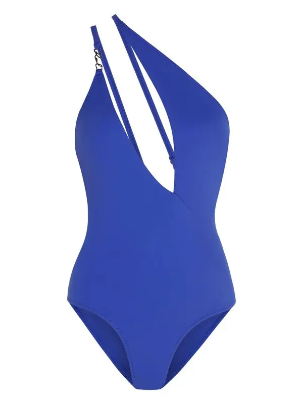 Karl Lagerfeld Signature Asymmetric One-piece Swimsuit - Blue