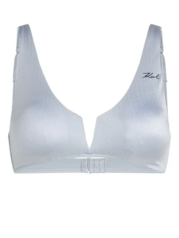 Karl Lagerfeld Metallic Bikini Top - Grey