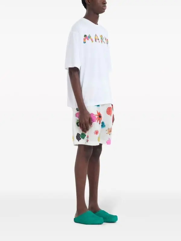 Marni Floral Logo-print Cotton T-shirt