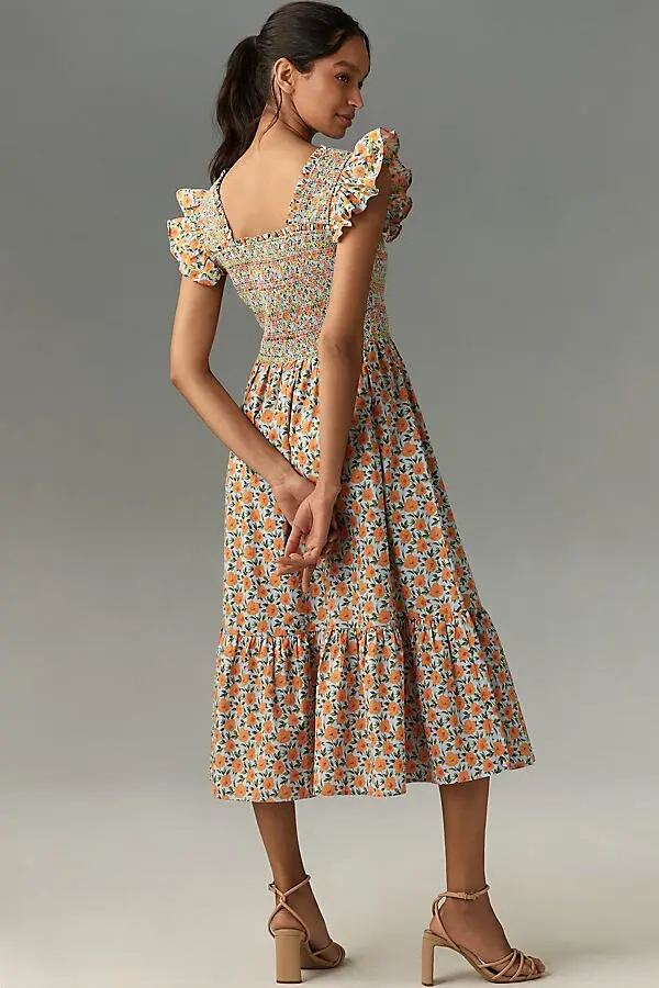 English Factory Sleeveless Square-Neck Embroidered Midi Dress In Blue - 38%  Off | Editorialist