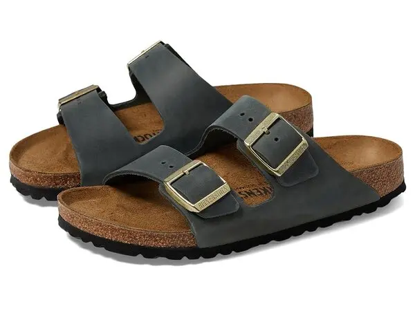 BIRKENSTOCK Arizona Oiled Leather Sandals - Gray