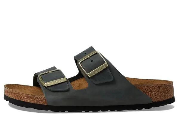 BIRKENSTOCK Arizona Oiled Leather Sandals - Gray