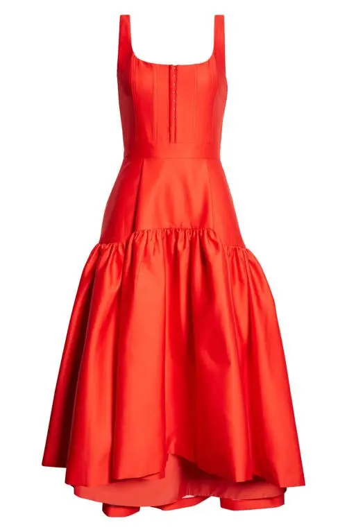 Alice + Olivia Diana High-low Midi Dress - Bright Ruby