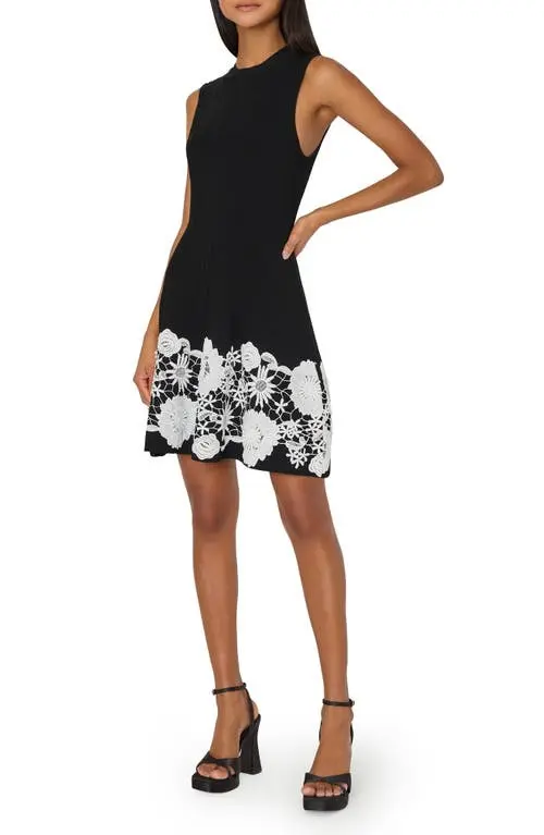 knee length dresses for ladies Geo Eyelet Knit Combo Midi Dress in Ecru main image 0