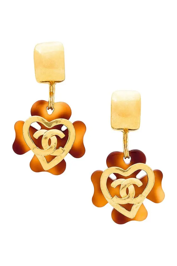 Chanel Tortoiseshell Clover Clip-on Earrings - Gold
