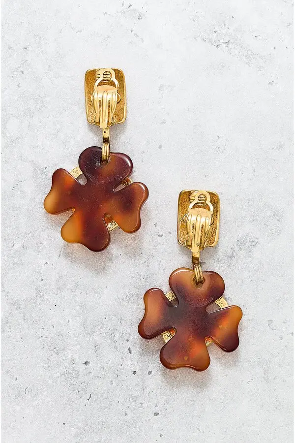 Chanel Tortoiseshell Clover Clip-on Earrings