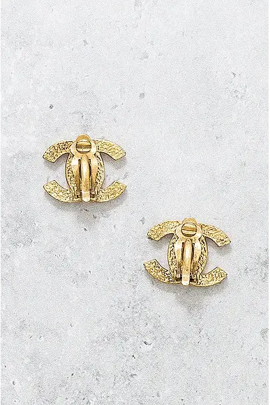 Chanel Rhinestone Earrings In Metallic