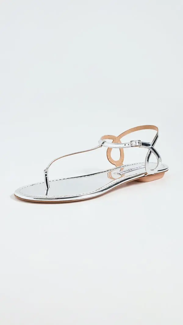 AQUAZZURA Almost Bare Flat Sandals - Silver
