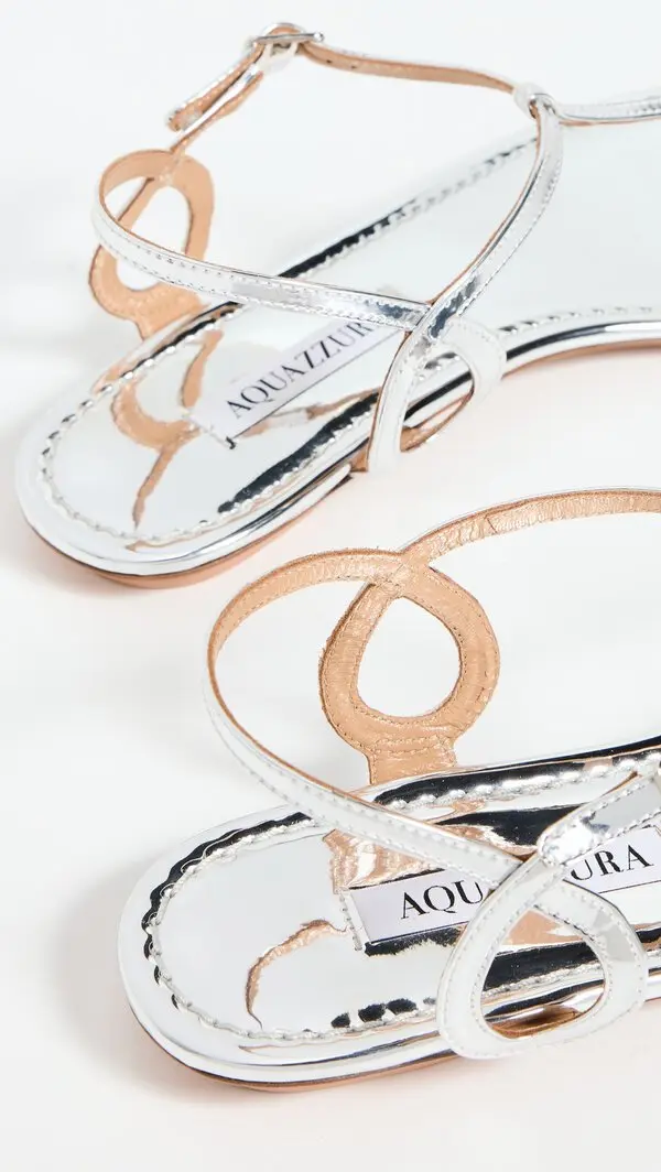 AQUAZZURA Almost Bare Flat Sandals - Silver