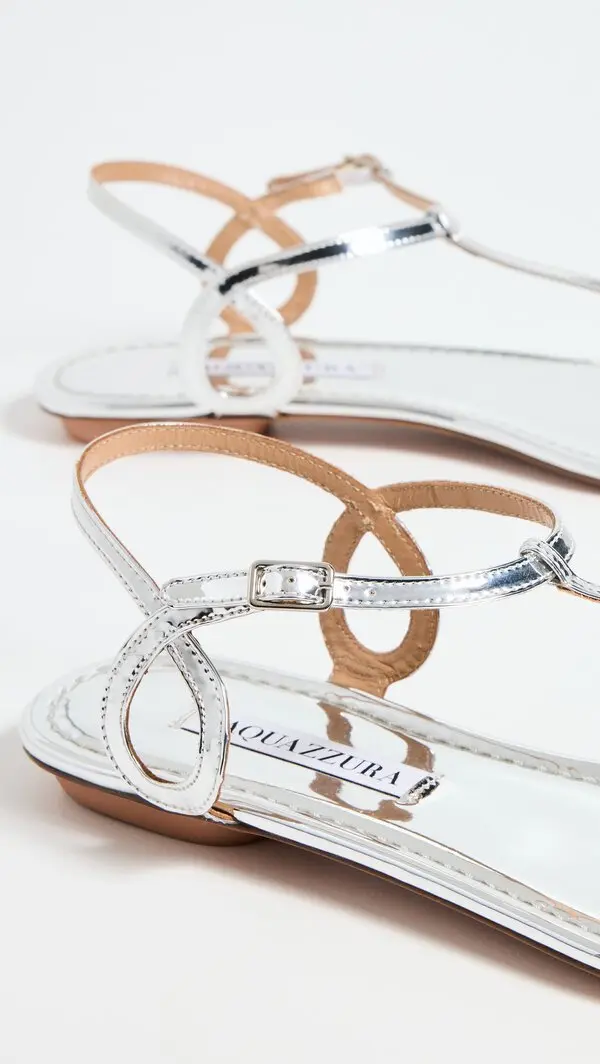 AQUAZZURA Almost Bare Flat Sandals - Silver