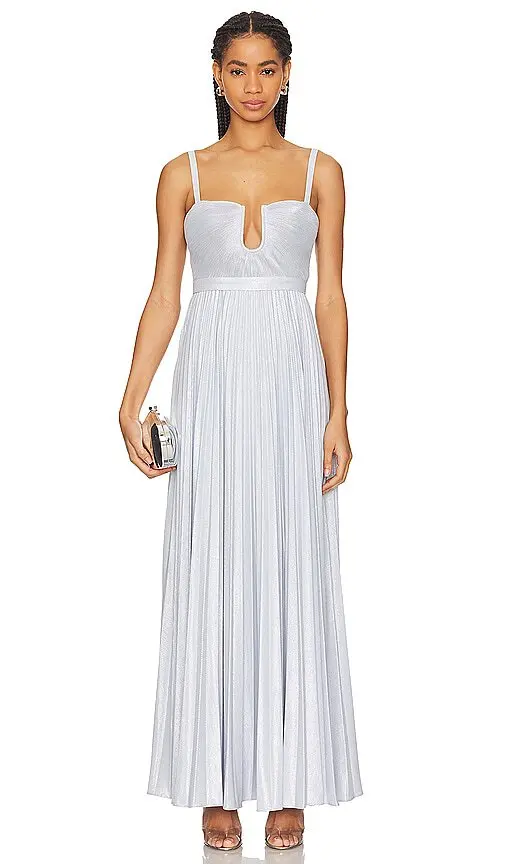 Bcbgmaxazria Long Evening Dress In Xenon Blue 78% Off Editorialist