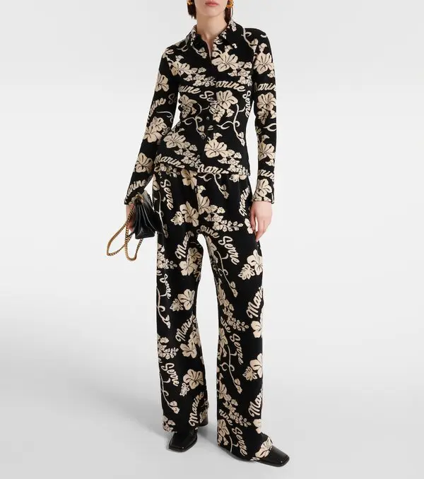 MARINE SERRE Floral Jacquard Cotton Blend Sweatpants