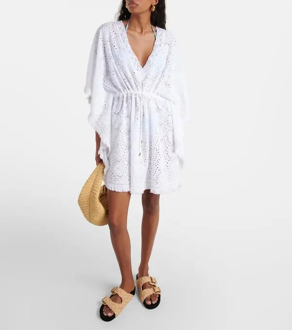 Melissa Odabash Ivy Broderie Anglaise Cotton Kaftan - White