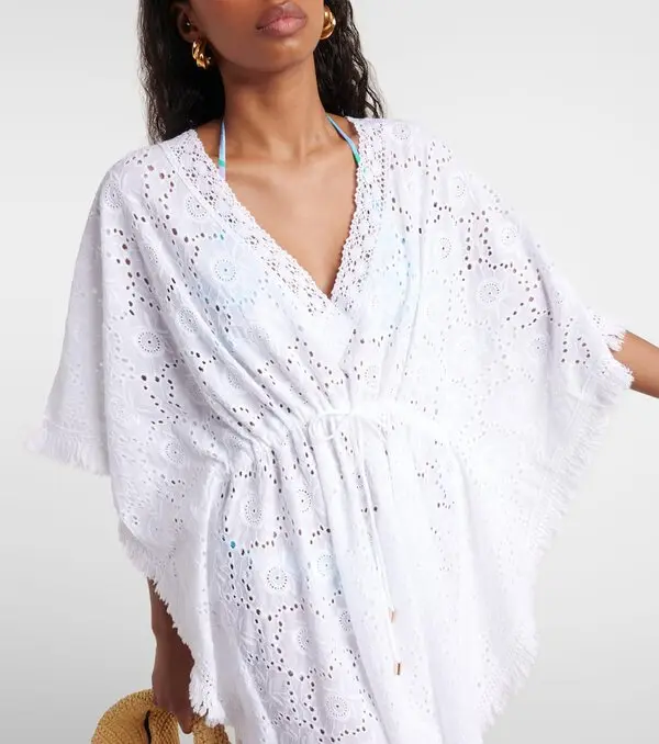 Melissa Odabash Ivy Broderie Anglaise Cotton Kaftan - White
