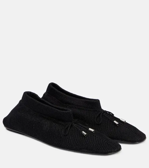 TOTEME Knit Ballet Flats - Black