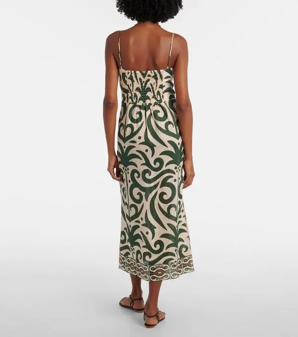 Johanna Ortiz Printed Linen Midi Dress