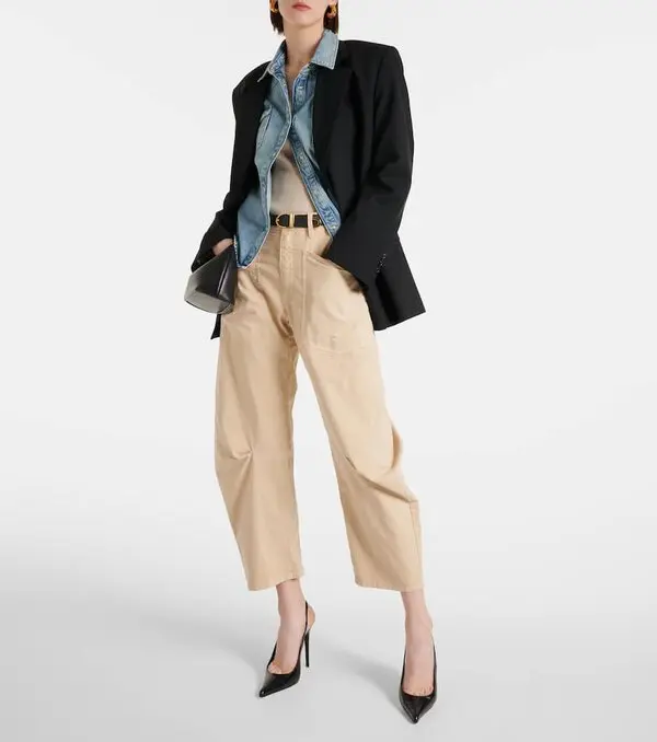 NILI LOTAN Shon Mid-rise Cotton Wide-leg Pants
