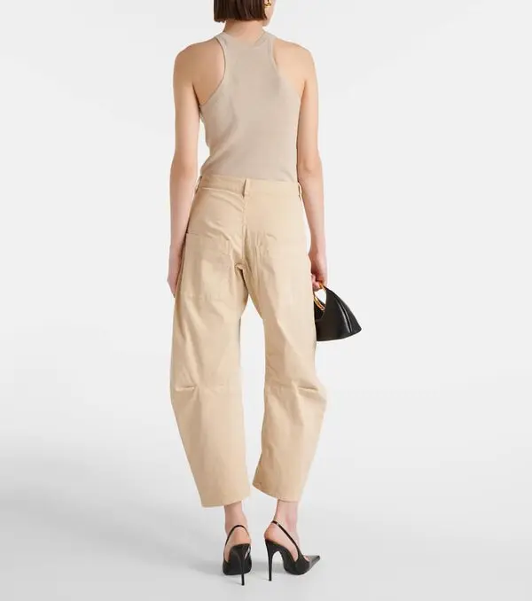 NILI LOTAN Shon Mid-rise Cotton Wide-leg Pants