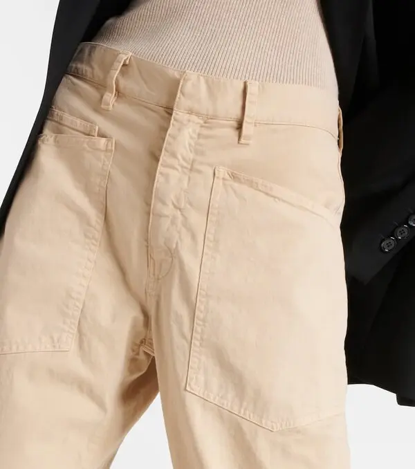NILI LOTAN Shon Mid-rise Cotton Wide-leg Pants