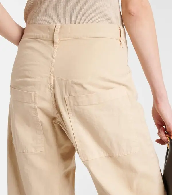 NILI LOTAN Shon Mid-rise Cotton Wide-leg Pants