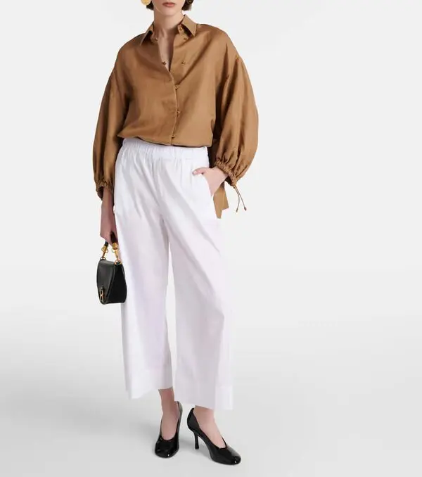 Max Mara Esperia Cotton-blend Wide-leg Pants