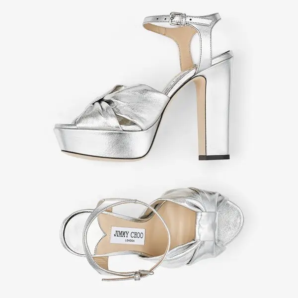JIMMY CHOO Heloise 120 Platform Sandals - Silver
