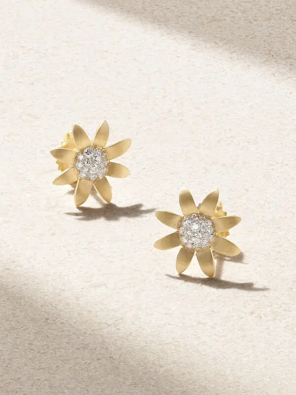 Irene Neuwirth Golden Blossom Diamond Earrings - Gold