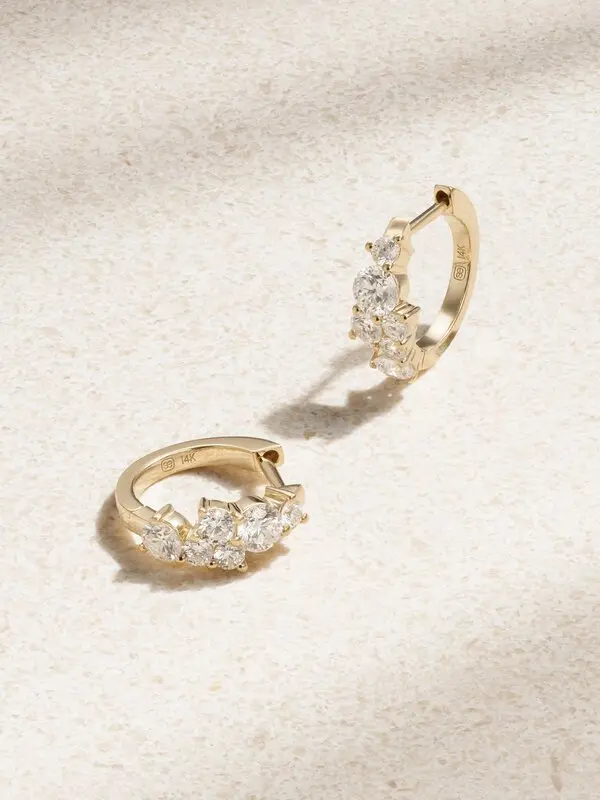 SYDNEY EVAN 14-karat Diamond Hoop Earrings - Gold