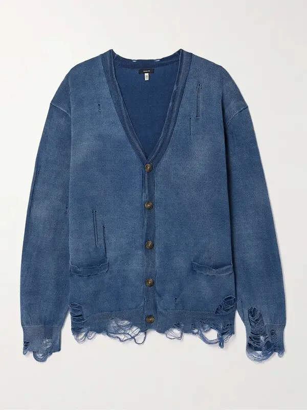 R13 Distressed Cotton Cardigan