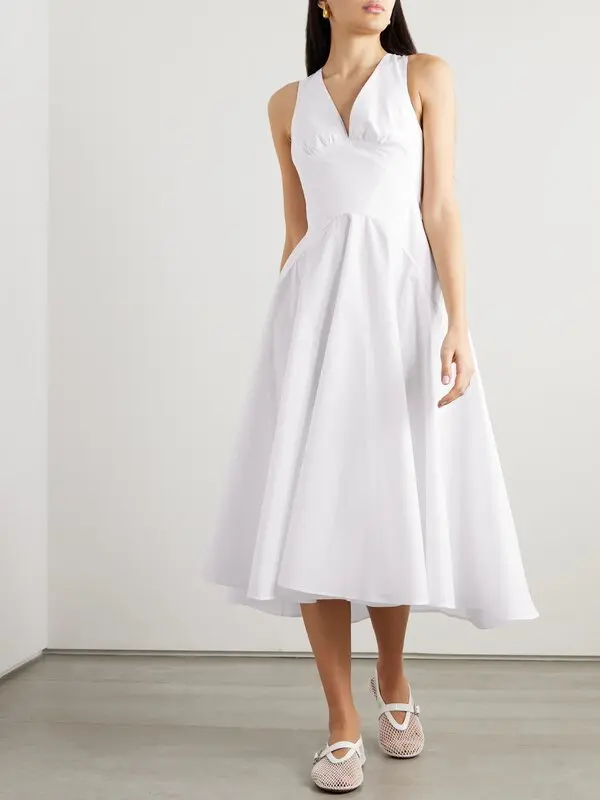 white christmas dresses Alaia Black Cotton Poplin Dress W Attached Leather Trim Buckle Belt – Modig main image 1