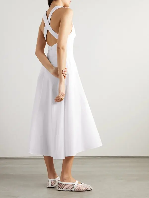 Alaïa Striped Cotton-poplin Midi Dress