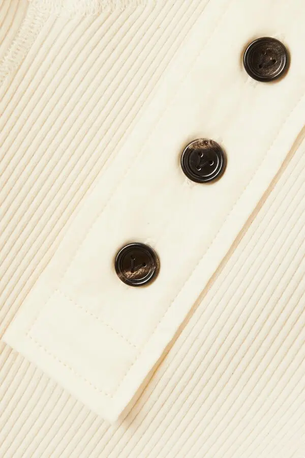 Bottega Veneta Ribbed Stretch-cotton Henley Top - Neutrals