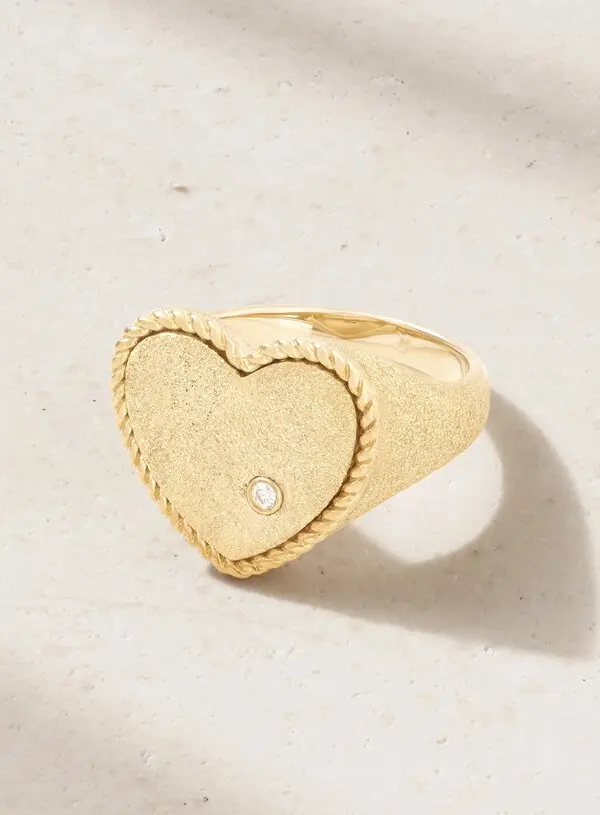 Yvonne Léon Coeur Pailletee 9-karat Diamond Ring - Gold
