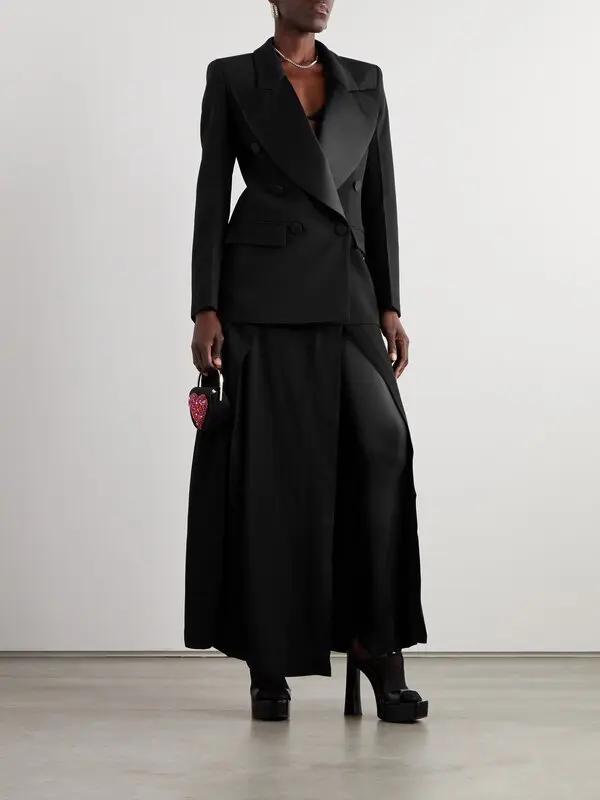 Nina Ricci Double-breasted Satin-trimmed Cady Blazer