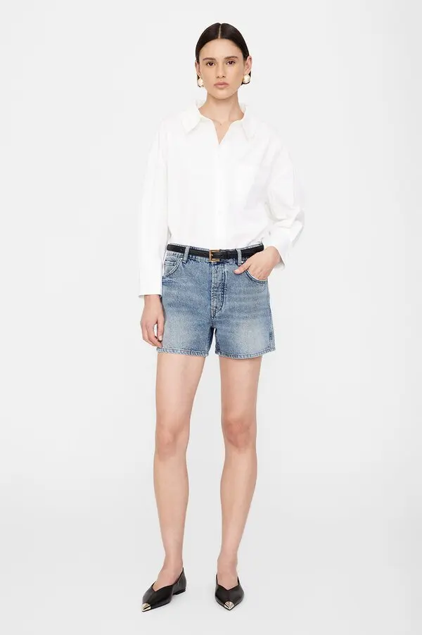 ANINE BING Dalton Denim Shorts - Pacific Blue