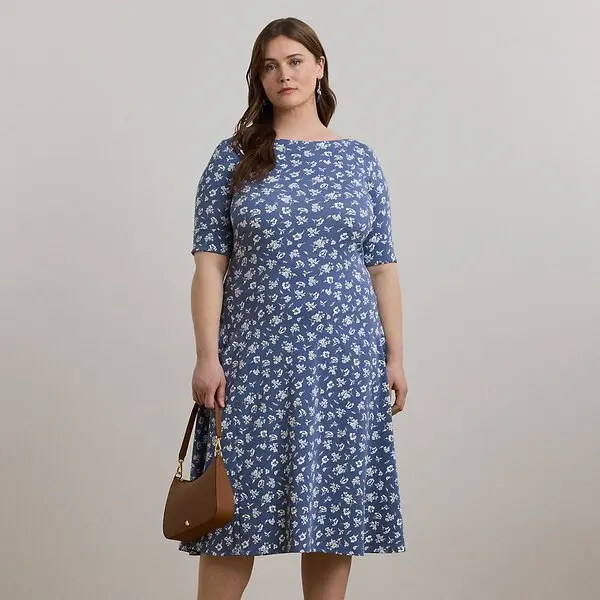 Ralph Lauren Floral Stretch Cotton Midi Dress In Blue Multi - 41% Off |  Editorialist
