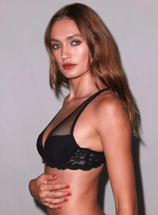 FLEUR DU MAL Charlotte Sheer Overlay Demi Bra - Black