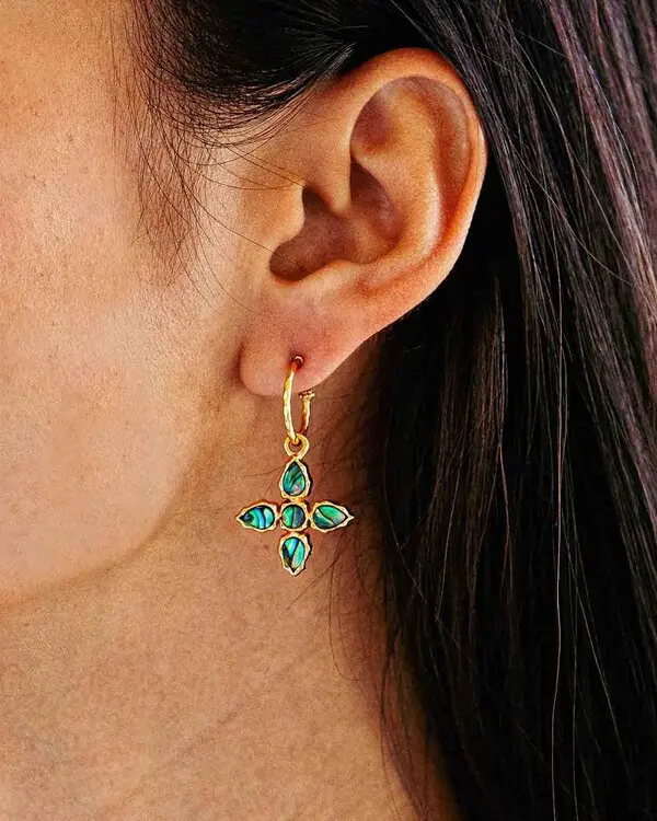 CAPUCINE DE WULF Aurora Reversible Charm Drop Hoop Earrings