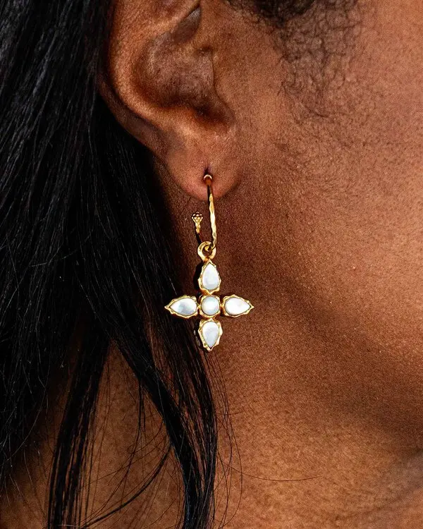 CAPUCINE DE WULF Aurora Reversible Charm Drop Hoop Earrings