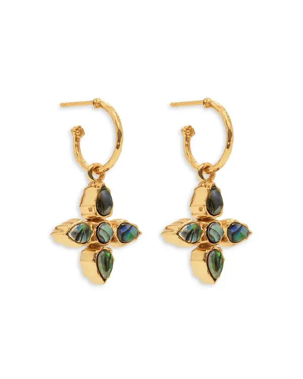 CAPUCINE DE WULF Aurora Reversible Charm Drop Hoop Earrings