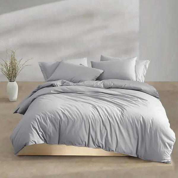 Calvin Klein Washed Percale Cotton 3 Piece Comforter Set - Grey/blue