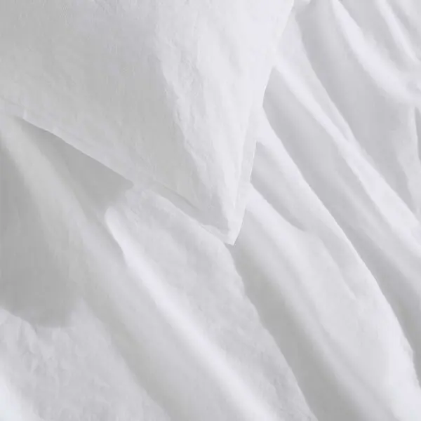 Calvin Klein Washed Percale Cotton 3 Piece Comforter Set - White