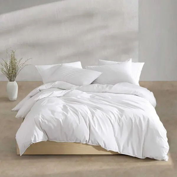 Calvin Klein Washed Percale Cotton 3 Piece Comforter Set - White